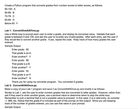 Solved Create A Python Program That Converts Grades From Chegg