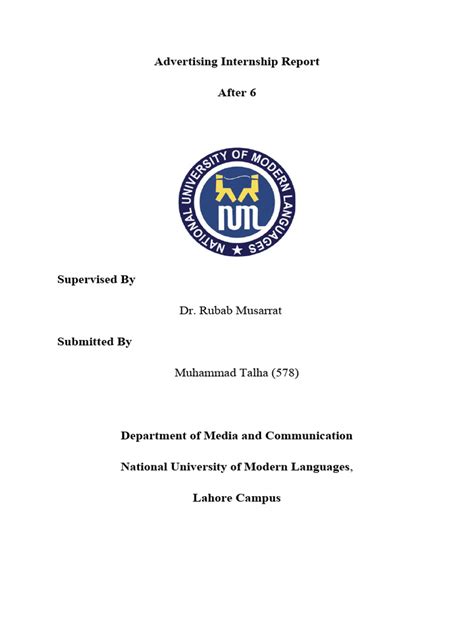 Advertising Internship Report Talha Pdf Digital Marketing Brand