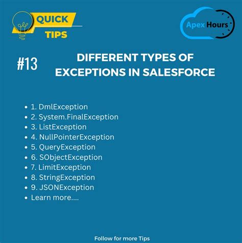 Apex Hours On Linkedin 13 Different Types Of Exceptions In
