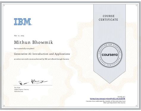 Generativeai Artificialintelligence Coursera Itcinfotech Aiinnovation Mithun Bhowmik