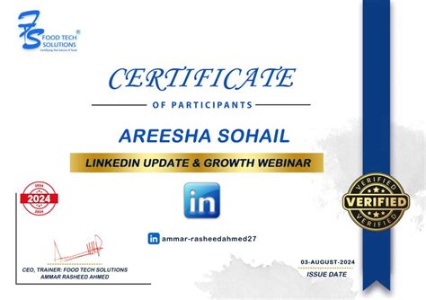 Areesha Sohail On Linkedin Foodtechsolution Certification Linkedingrowthwebinar