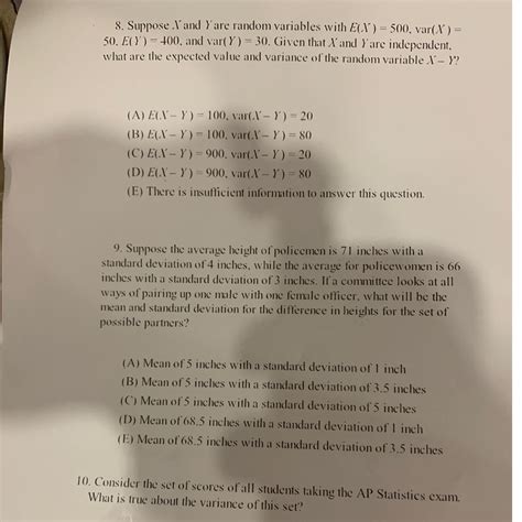 Solved Suppose X And Y Are Random Variables With E X Chegg Com