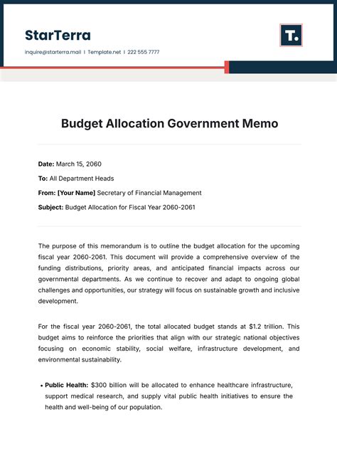 Free Budget Allocation Government Memo Template To Edit Online