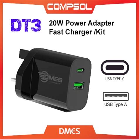 Dmes Dt3 Usb 3 0 20w Fast Charger Kit Type C To Type C Cable Shopee Malaysia