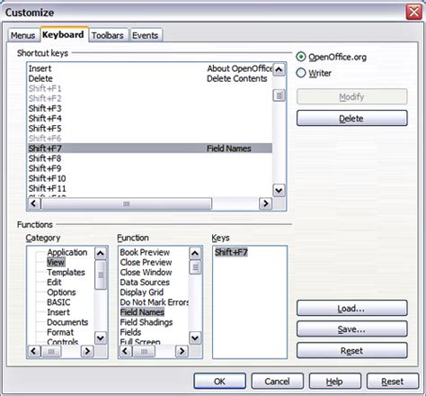 Documentationoooauthors User Manualgetting Startedassigning Shortcut Keys Apache Openoffice