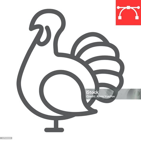 터키 조류 라인 아이콘 추수 감사절과 가금류 칠면조 새 기호 벡터 그래픽 편집 스트로크 선형 아이콘 Eps 10 칠면조 가금류에 대한 스톡 벡터 아트 및 기타 이미지