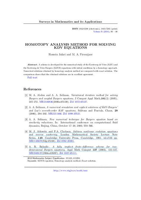 Pdf Homotopy Analysis Method For Solving Kdv Equations