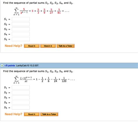 solved find the sequence of partial sums s1 s2 s3 s4 and