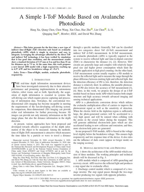 [18] A Simple I Tof Module Based On Avalanche Photodiode Download Free Pdf Capacitor Time