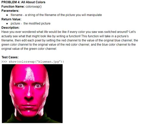 Solved PROBLEM All About Colors Function Name Chegg