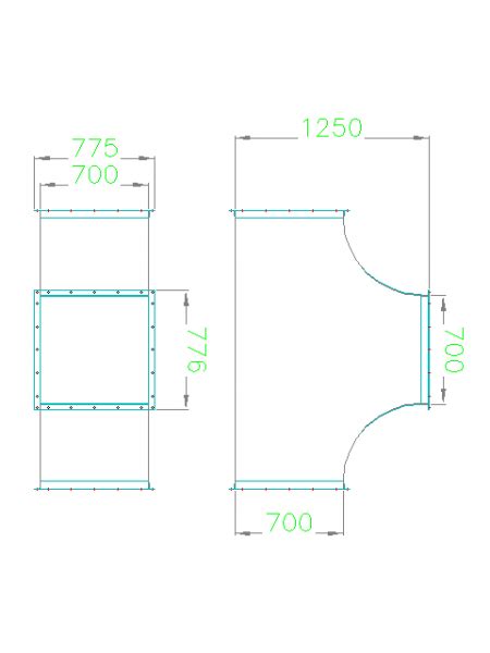 Rectangular Duct Tee Template Dwg Drawing Thousands Of Free Cad Blocks