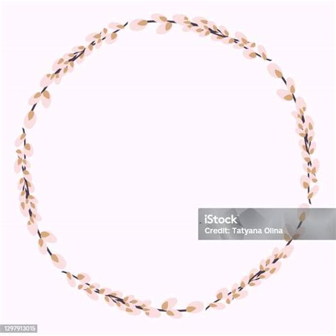 버드 나무 화환 버드 나무 나뭇 가지로 만든 둥근 프레임 버드 나무 줄기로 만든 부활절 화환 흰색 배경에서 격리된 벡터 그림입니다 초대장 엽서 인쇄용 디자인 0명에 대한