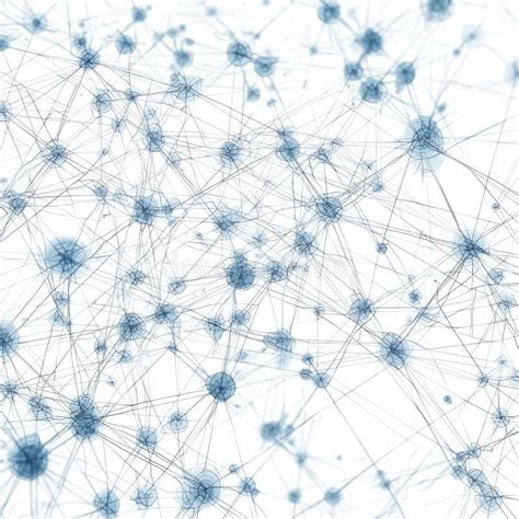 Abstract Blue Network Web Of Interconnected Dots And Lines On White Background Stock Image