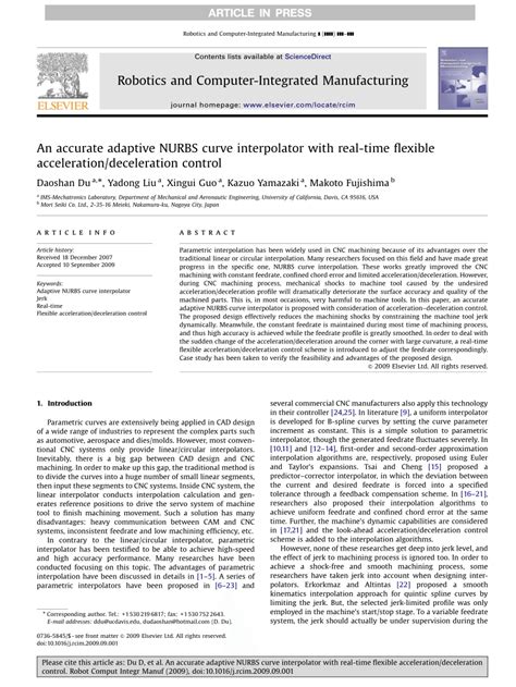 Pdf An Accurate Adaptive Nurbs Curve Interpolator With Real Time Flexible Acceleration