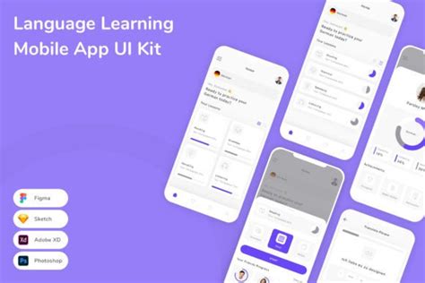 Language Learning Mobile App Ui Kit Graphic By Betush · Creative Fabrica
