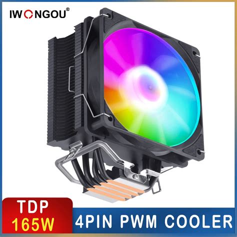 2011 Iwongou 프로세서 쿨러 4 핀 Pwm Rgb Air Cpu 쿨러 120mm 팬 냉각 인텔 Lga115x