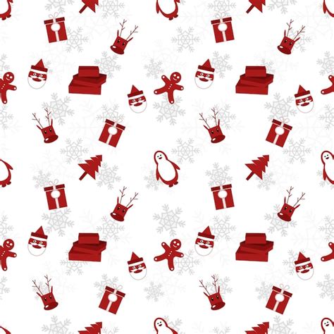 Premium Vector Christmas Object Silhouette Repeat Pattern In Red