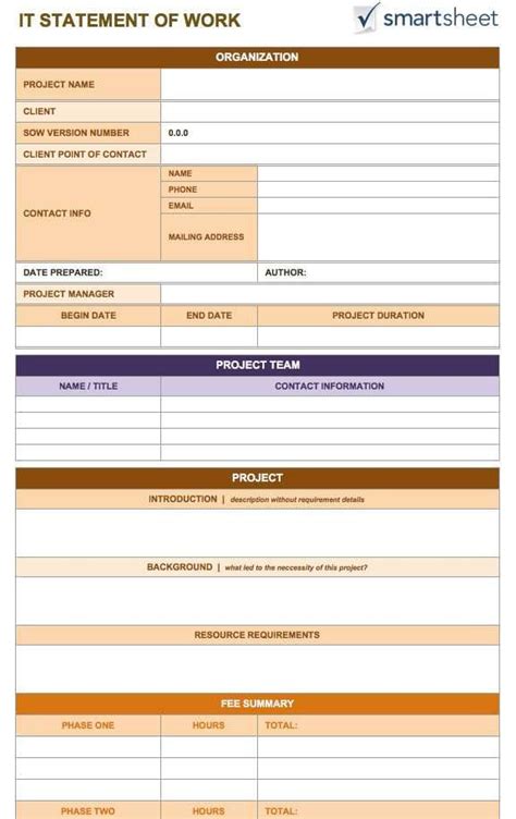Statement Of Work Templates Word Free Sample Templates