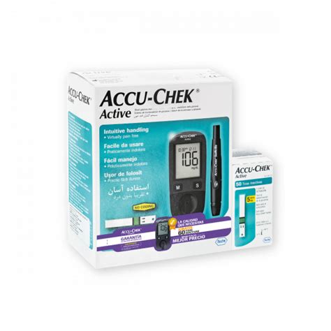 Kit Glucometro Accu Check Active 60 Tiras Instantaneas