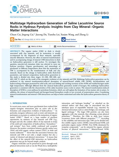 Pdf Multistage Hydrocarbon Generation Of Saline Lacustrine Source