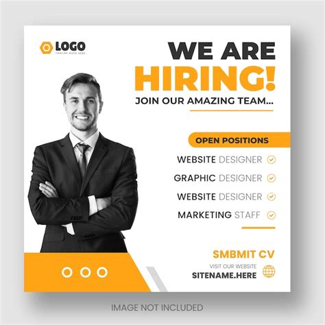 우리는 구인 공석 페이스 북 및 인스 타 그램 소셜 미디어 게시물 배너 디자인 템플릿을 고용하고 있습니다 프리미엄 벡터
