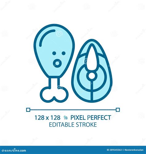 2d Customizable Thin Linear Blue Meat Icon Stock Illustration Illustration Of Icon Symbol