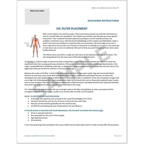 Ivc Filter Placement After Care Society Of Interventional Radiology