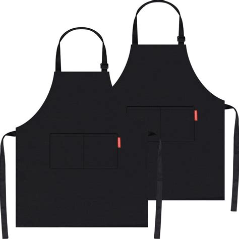 Apronpanda Professional Adjustable Black 100 Cotton Apron With 2
