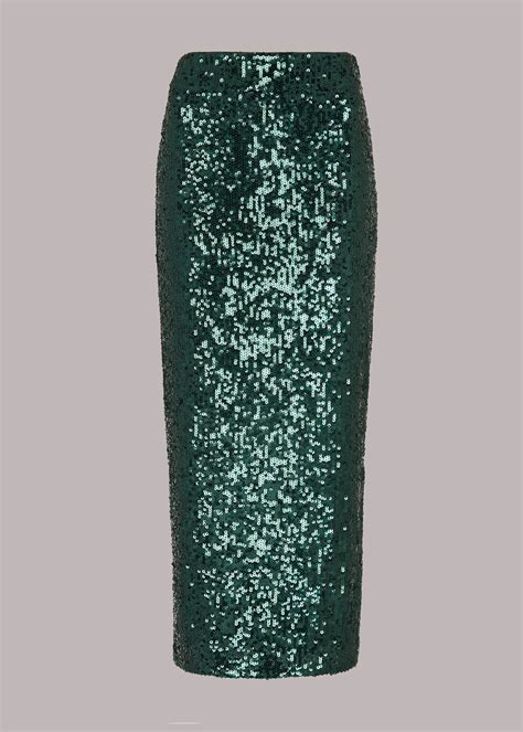 Dark Green Sequin Column Skirt Whistles Whistles Us