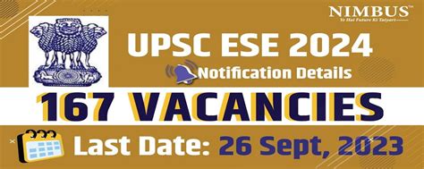 UPSC ESE Recruitment 2024 Notification Exam Dates Application Pattern Study Material