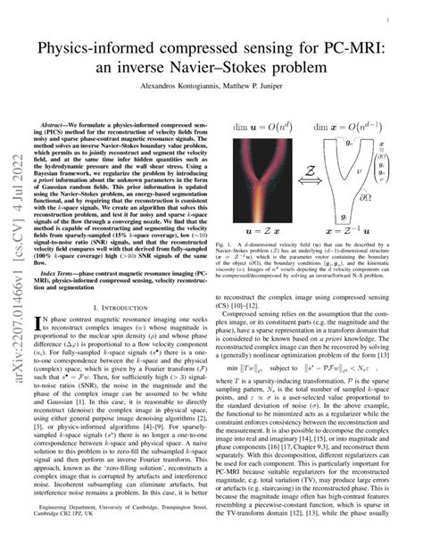 physics informed compressed sensing for pc mri an inverse navier
