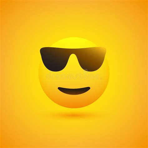 Smiling Emoji With Sunglasses On Yellow Background Vector Design Stock Vector Illustration