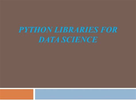 Python Libraries For Data Science In 2025 Pdf