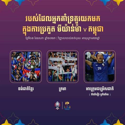 ស៊ីហ្គេម២០២៣៖ សហព័ន្ធកីឡាបាល់ទាត់កម្ពុជា ណែនាំអ្នកគាំទ្រ គួរយករបស់៣យ៉ាង ក្នុងការប្រកួតនៅថ្ងៃនេះ