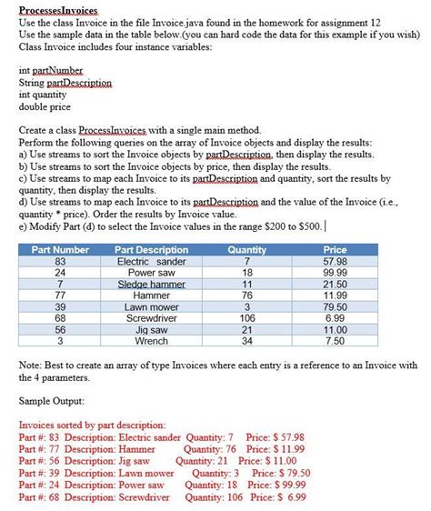 Processesinvoices Use The Class Invoice In The File