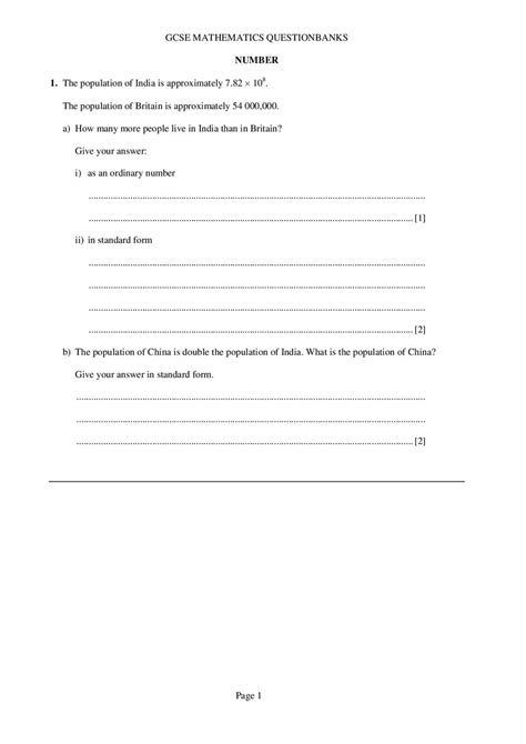 Number Questions Gcse Intermediate Maths Curriculum Press