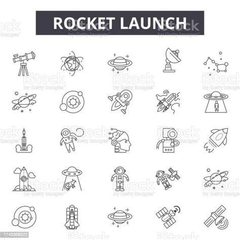 로켓 발사 라인 아이콘 기호 설정 벡터 로켓 발사 개요 개념 삽화 발사 로켓 기술 공간 디자인 0명에 대한 스톡 벡터 아트 및 기타 이미지 Istock