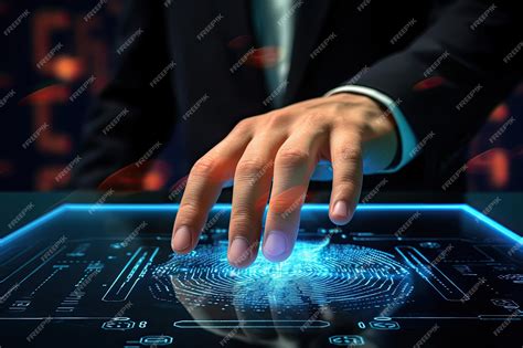Premium Photo Businessperson Employing Fingerprint Technology For Secure Digital Transactions