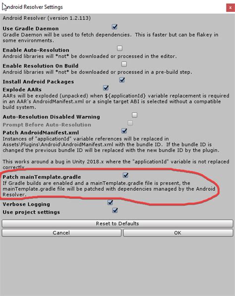 Bad Patch Of MainTemplate Gradle Issue 223 Googlesamples Unity Jar