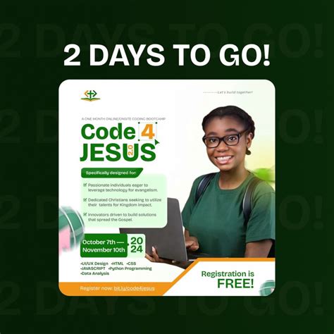 Johnson Aduragbemi On Linkedin Only 2 Days Left Join Code4jesus A Free 1 Month Coding