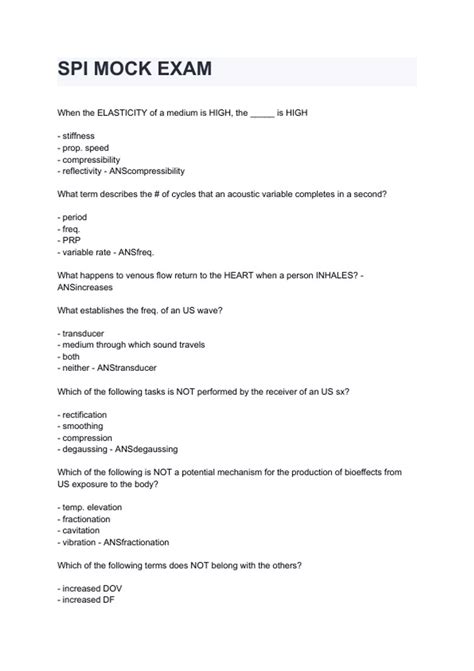 SPI MOCK EXAM Questions And Answers A Score Assured 2024 2025 SPIPC Stuvia US