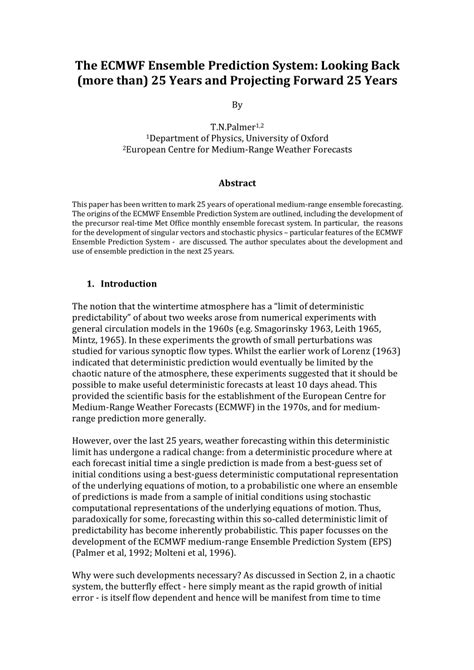 Pdf The Ecmwf Ensemble Prediction System Looking Back More Than 25 Years And Projecting
