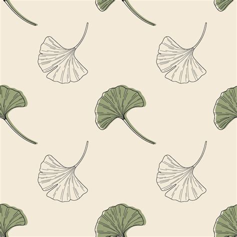 Premium Vector Ginkgo Biloba Leaves Seamless Pattern