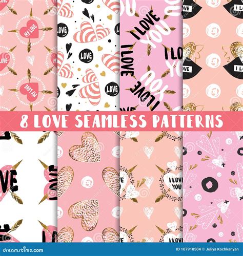 Modern Set Of Cute Seamless Patterns Stock Vector Illustration Of Pattern Wrap 107910504