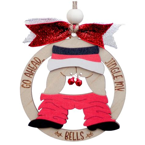 Funny Christmas Ornament Jingle Bell Pendant Naughty Ornament Wooden