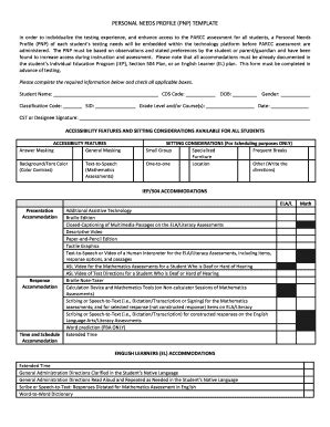 Fillable Online Personal Needs Profile PNP Template Pascack Valley Fax Email Print PdfFiller