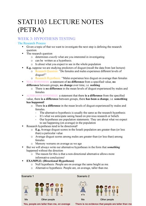 STAT1103 Lecture Notes Prac STAT1103 LECTURE NOTES PETRA WEEK 3 HYPOTHESIS TESTING The