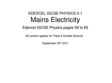 Ppt Edexcel Igcse Physics 2 1 Mains Electricity Powerpoint