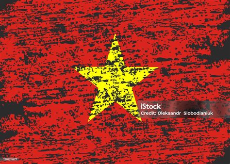 베트남 국기 브러시는 베트남 국기를 그린 그런지 효과와 수채화가 있는 손으로 그린 스타일 일러스트레이션 그런지 질감의 베트남 국기 벡터 그림입니다 0명에 대한 스톡 벡터