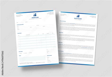 Order Form Layout Stock Template Adobe Stock